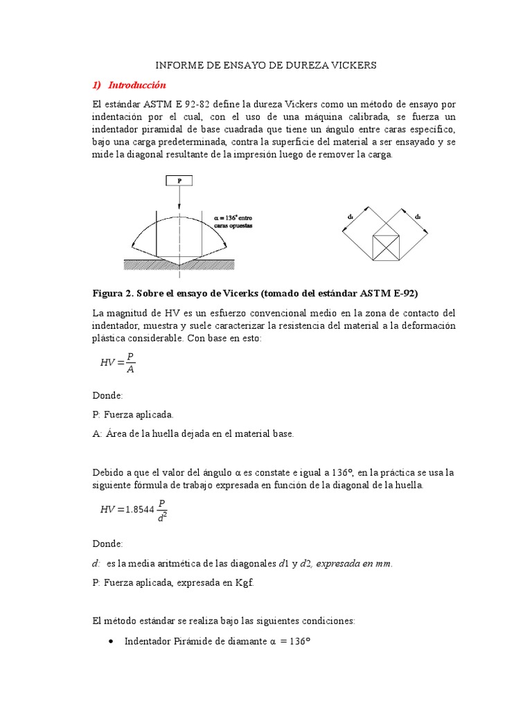 Ensayo de Dureza Vickers | PDF | Dureza | Materiales