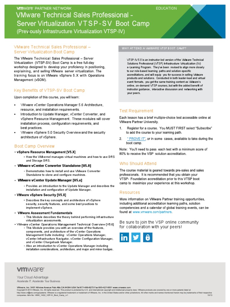 EDUCATION VMware Technical Sales Professional | PDF | V Mware | Trademark