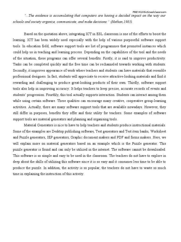 Software Support Tools:Material Generators and Planning and Organizing ...