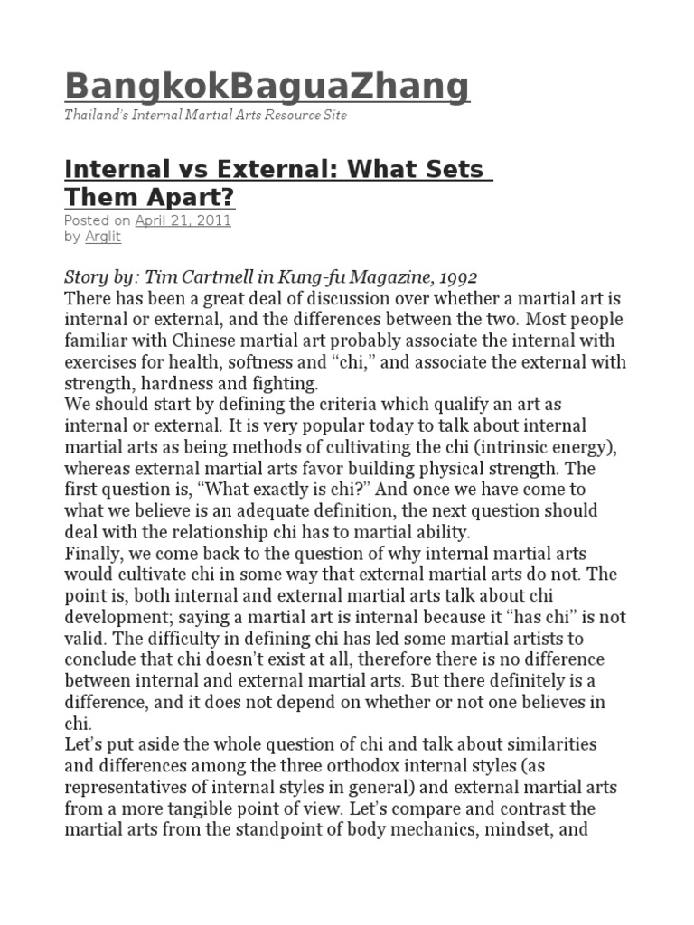 Internal Vs External Martial Arys Pdf Chinese Martial Arts Tai Chi