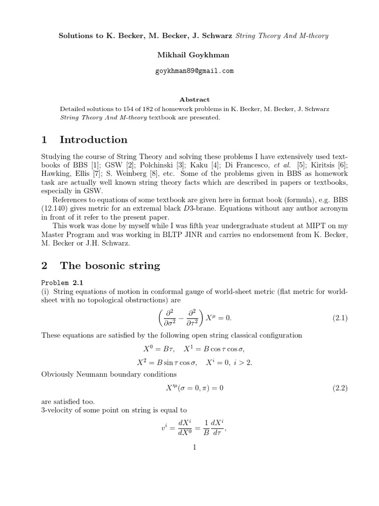 Problem Solutions Becker String Theory | Download Free PDF | Momentum | Modern Physics