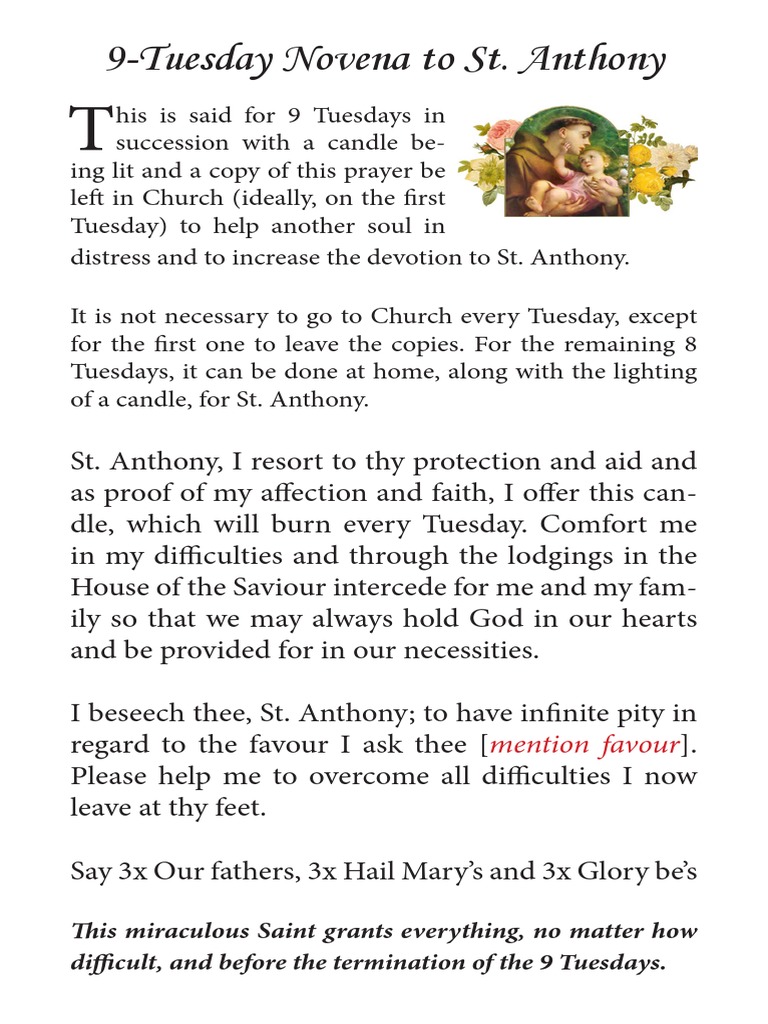9 Tuesday Novena to St. Anthony | PDF | Christian Behaviour And ...