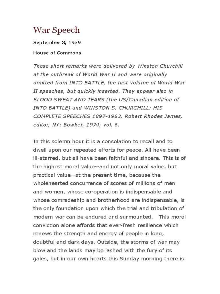 War Speech | PDF | Liberty | Unrest