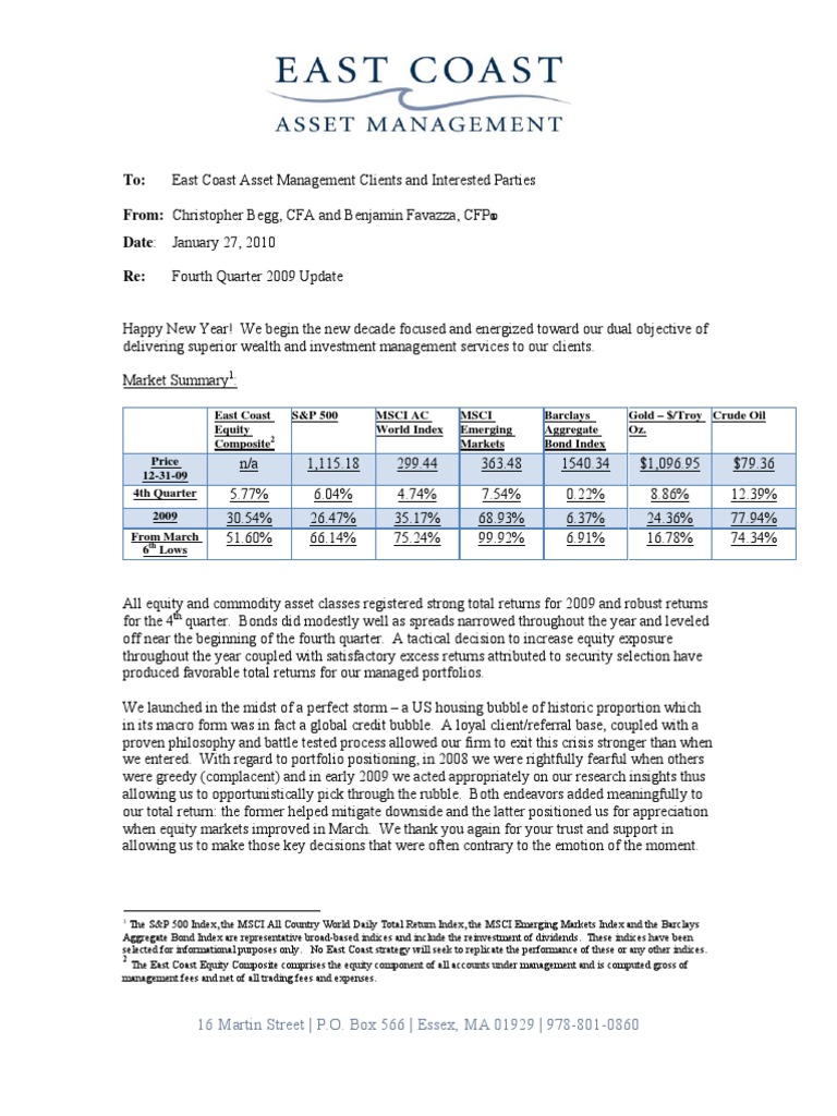 East Coast Asset Management (Q4 2009) Investor Letter | PDF | Minotaur ...