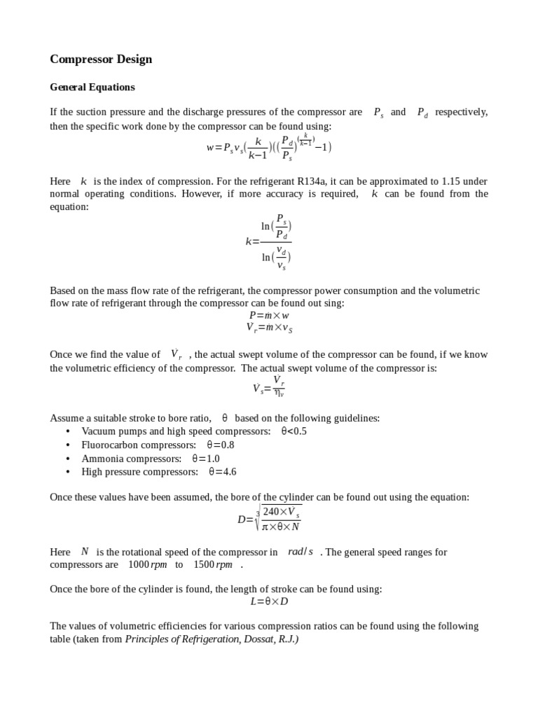 Compressor Design | PDF | Gas Compressor | Refrigeration