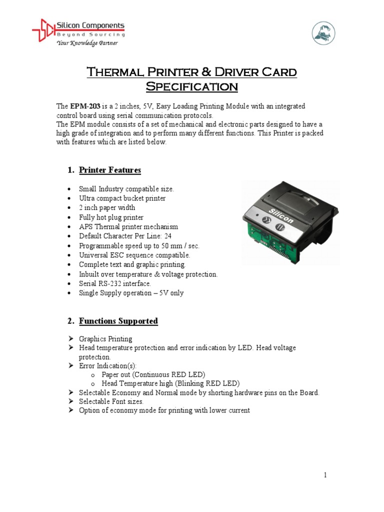 Printer EPM 203 Specification APS | PDF | Printer (Computing) | Media Technology