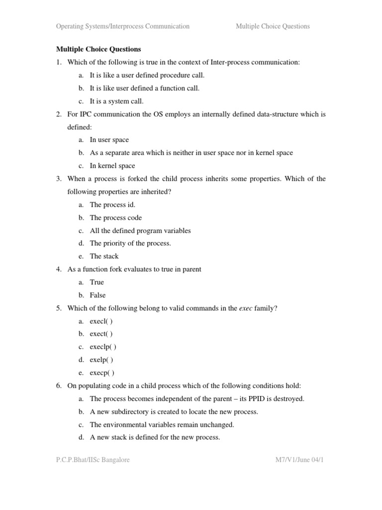 Os Objective Questions Process Computing Pointer Computer Programming