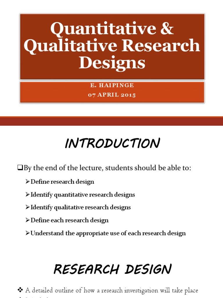 Quantitative & Qualitative Research Designs | PDF | Experiment | Survey Methodology