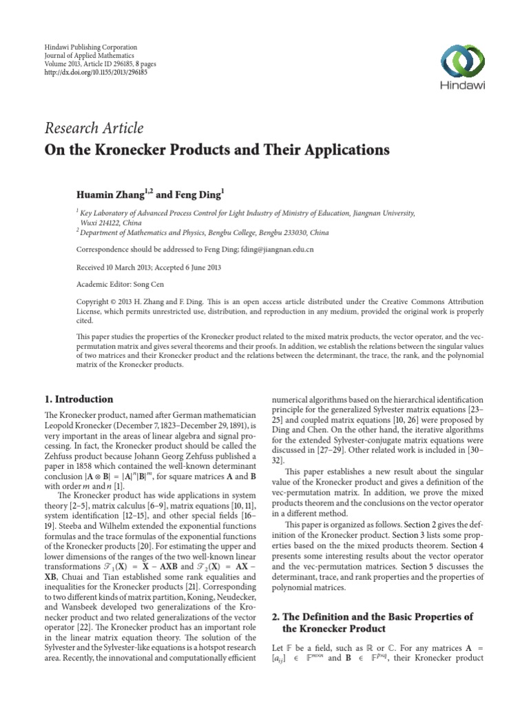 Kronecker product | Matrix (Mathematics) | Multiplication Kronecker product | Matrix (Mathematics) | Multiplication