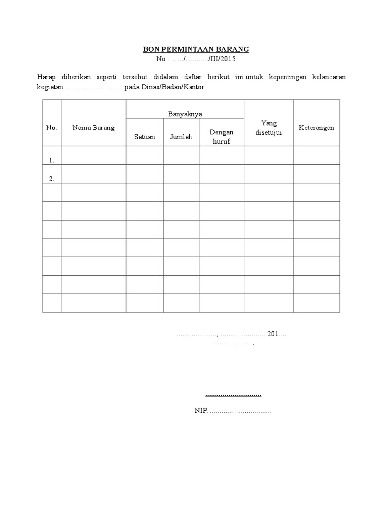 Bon Permintaan Barang | PDF