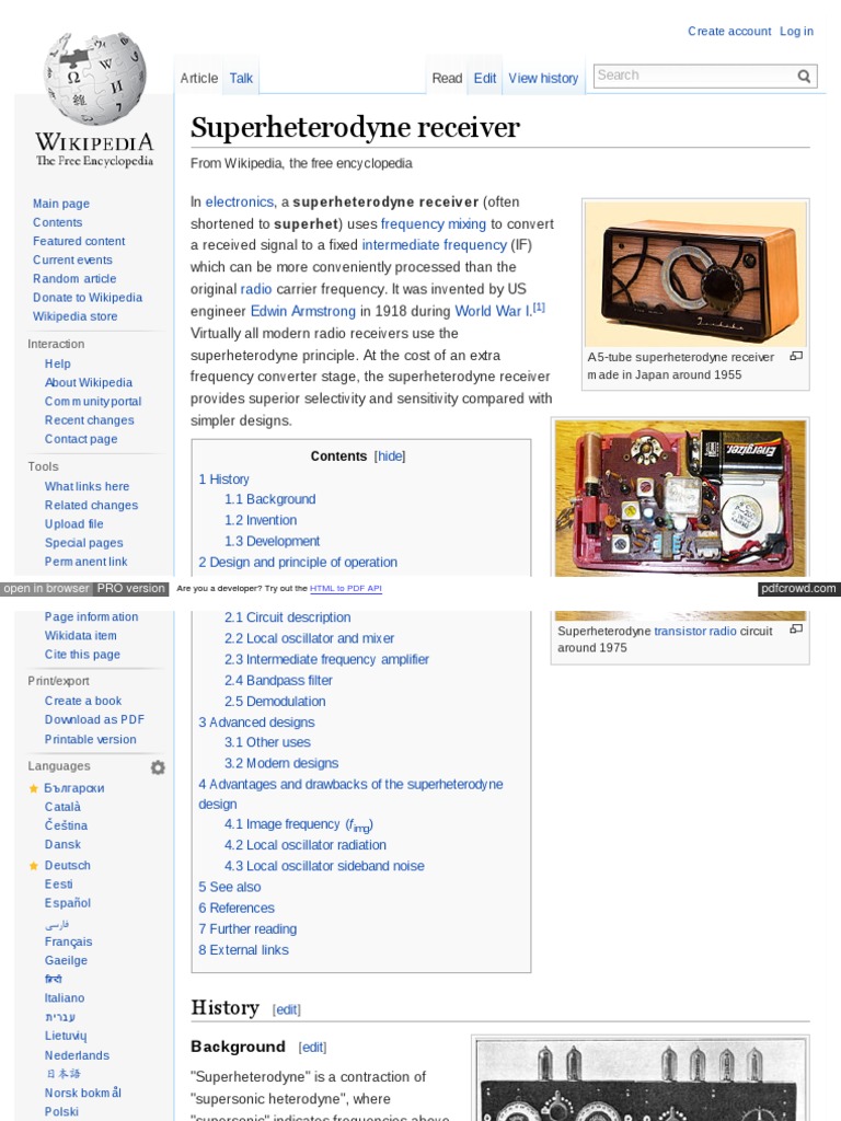 En Wikipedia Org Wiki Superheterodyne Receiver | PDF | Amplifier | Electrical Circuits