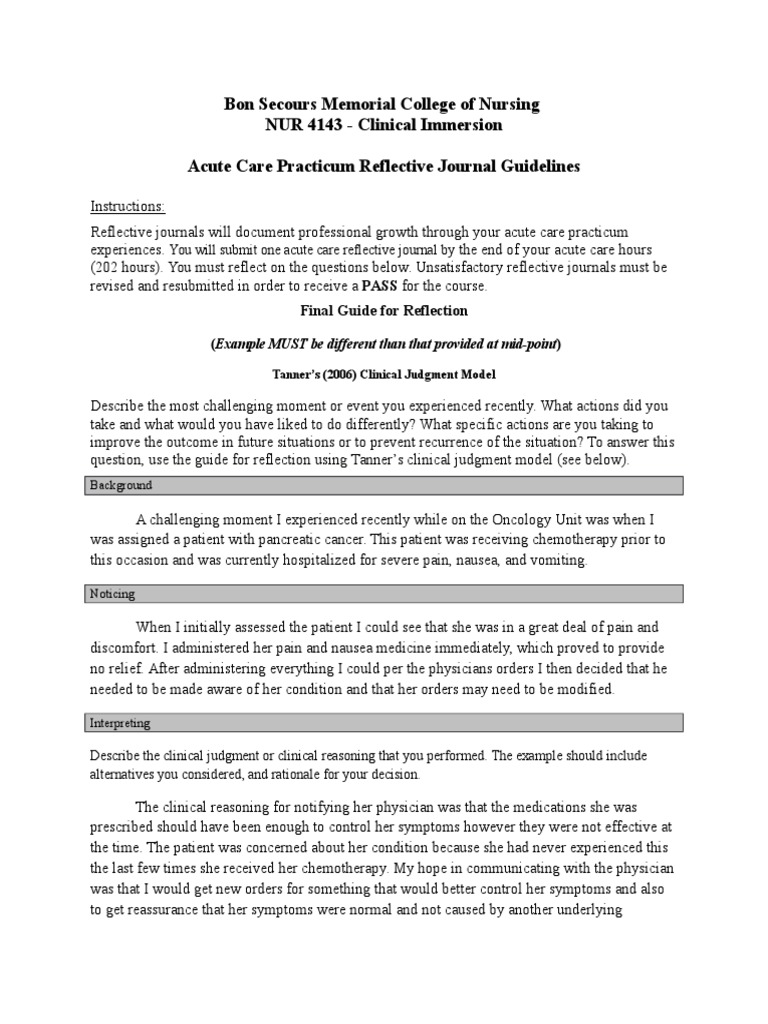 Final Reflection | PDF | Physician | Nursing