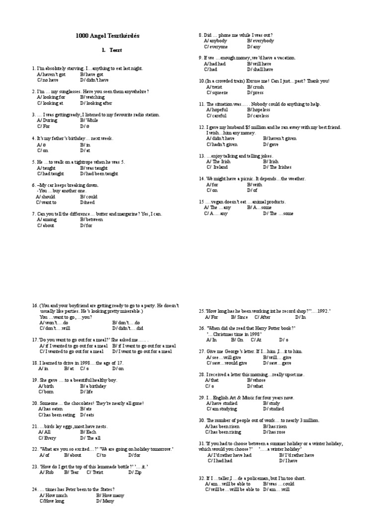 1000 English Grammar Questions | PDF