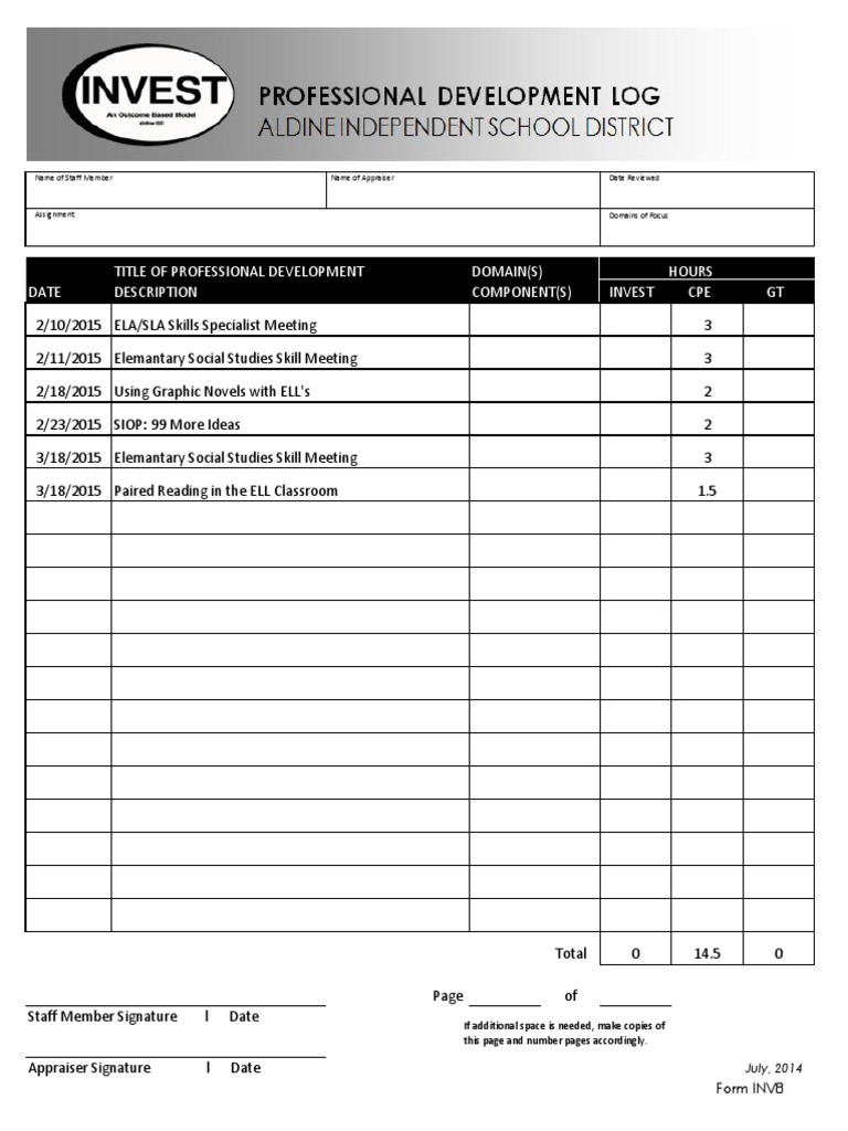 Professional Development Hours Log | PDF