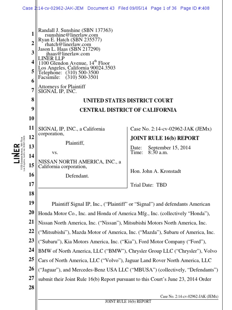 MARA - Joint Rule 16 (B) Report | PDF | Discovery (Law) | Interrogatories