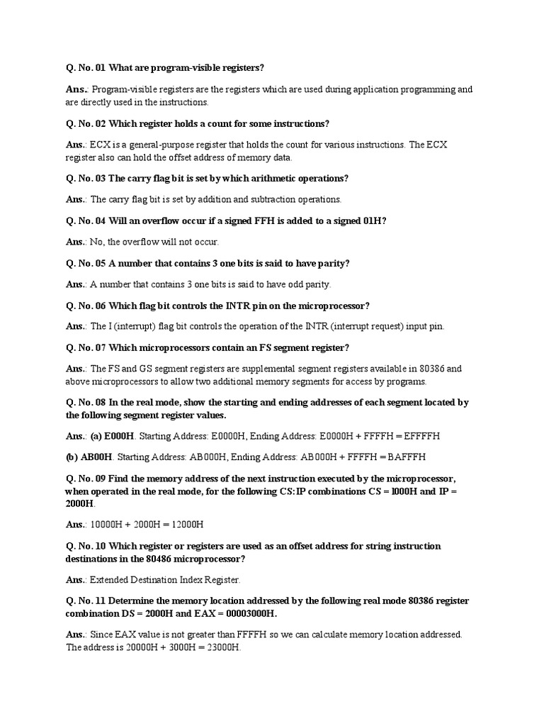 The Intel Microprocessors Barry B Brey Some Problems With Answers | PDF ...