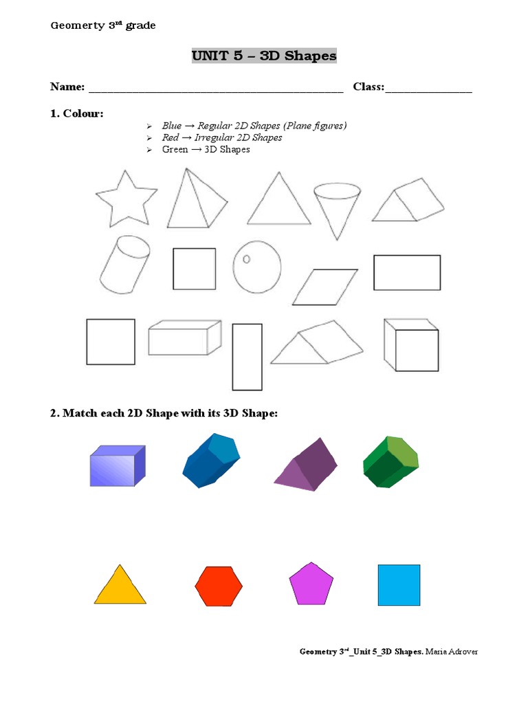 3rd Geom3rd - Geometry - Unit 5 - 3D Shapes - Exercise - Pdfetry Unit 5 ...