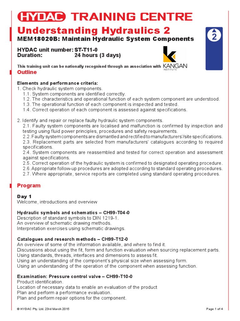HYDAC Understanding Hydraulics2 MAR 2015 | PDF | Educational Assessment ...