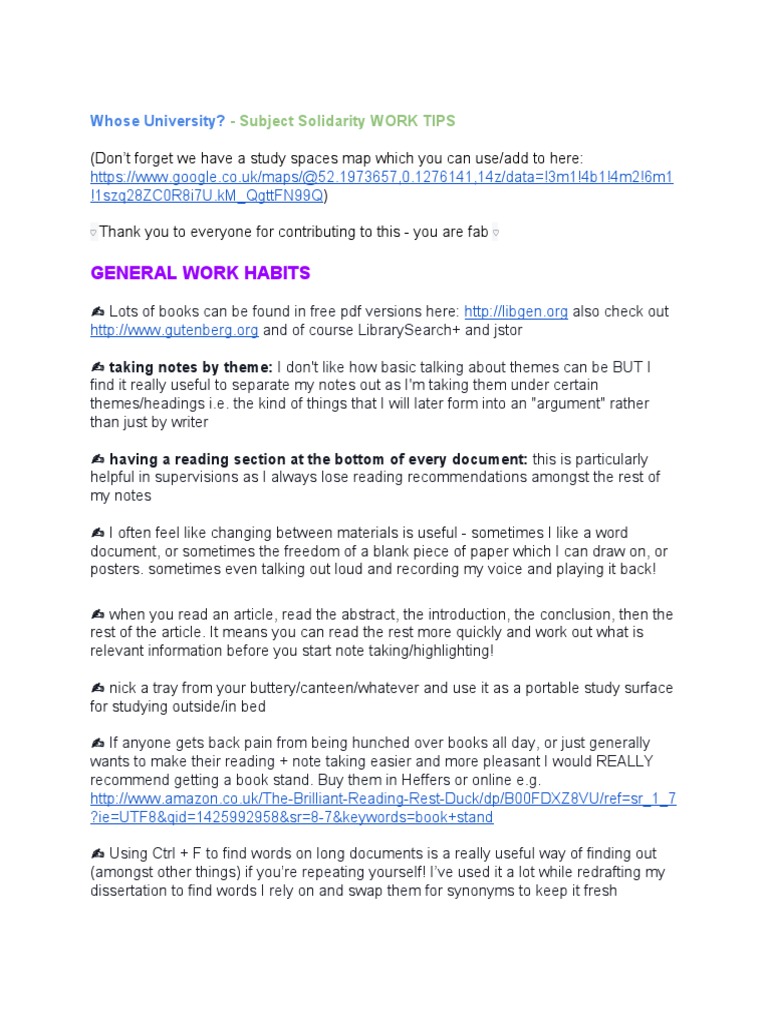 General Work Habits | PDF | Essays | Thesis