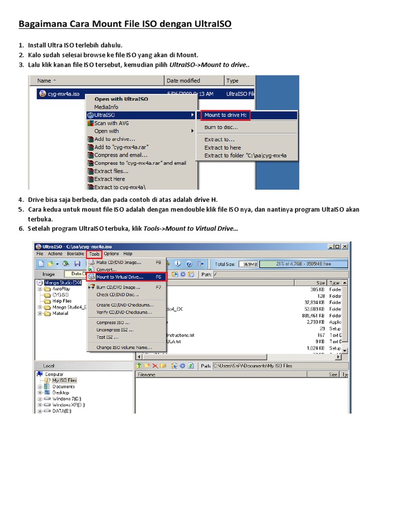 Cara Mount File ISO Dengan UltraISO | PDF | Komputer