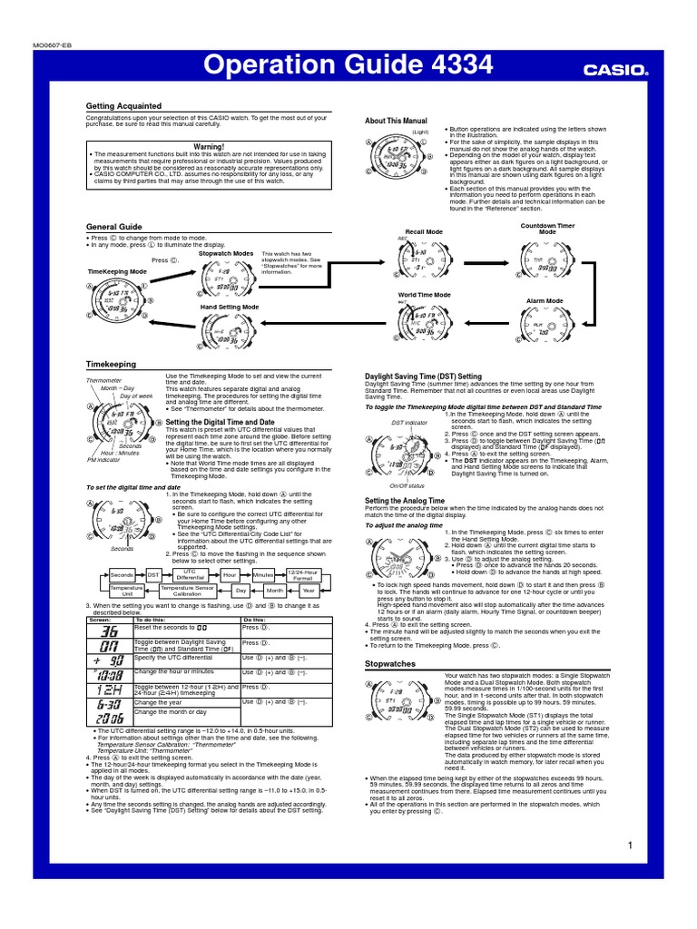 Manual Reloj Casio EFA-119 | PDF