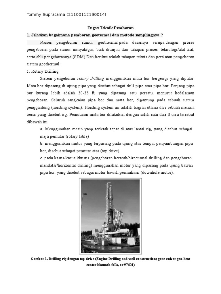 Proses Pengeboran Sumur Geothermal | PDF