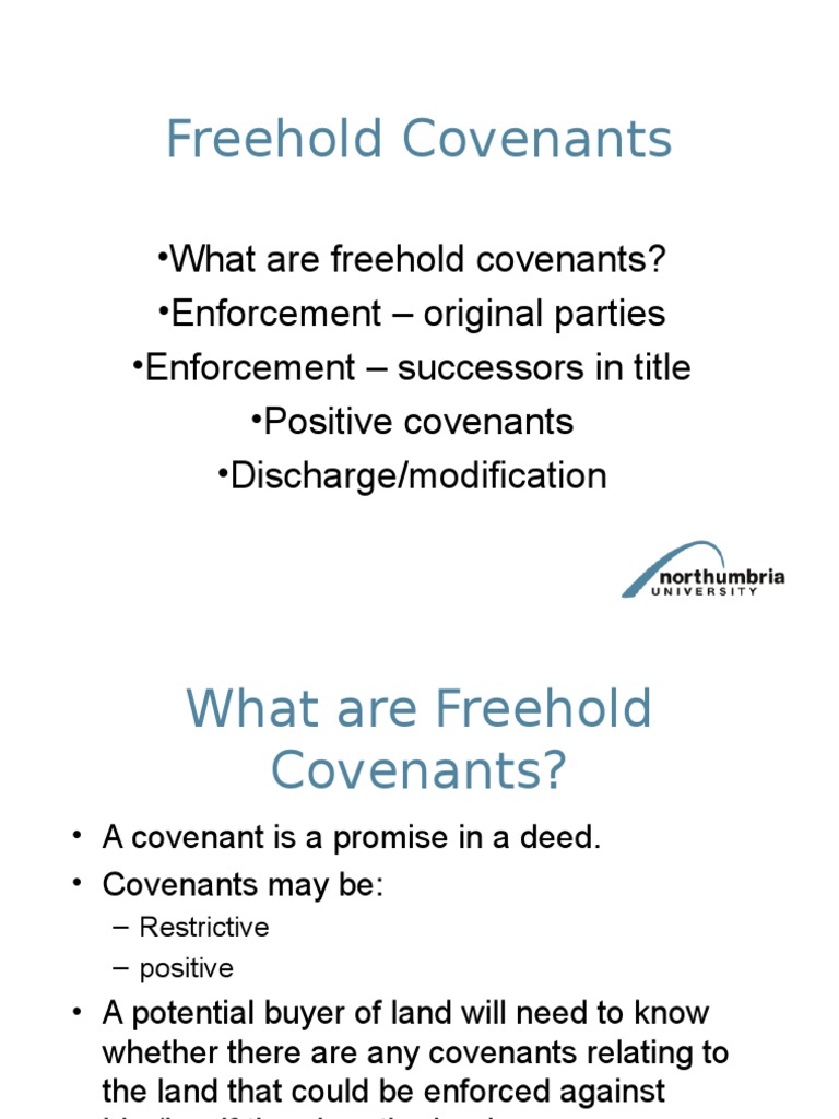 Freehold Covenants | PDF | Covenant (Law) | Equity (Law)