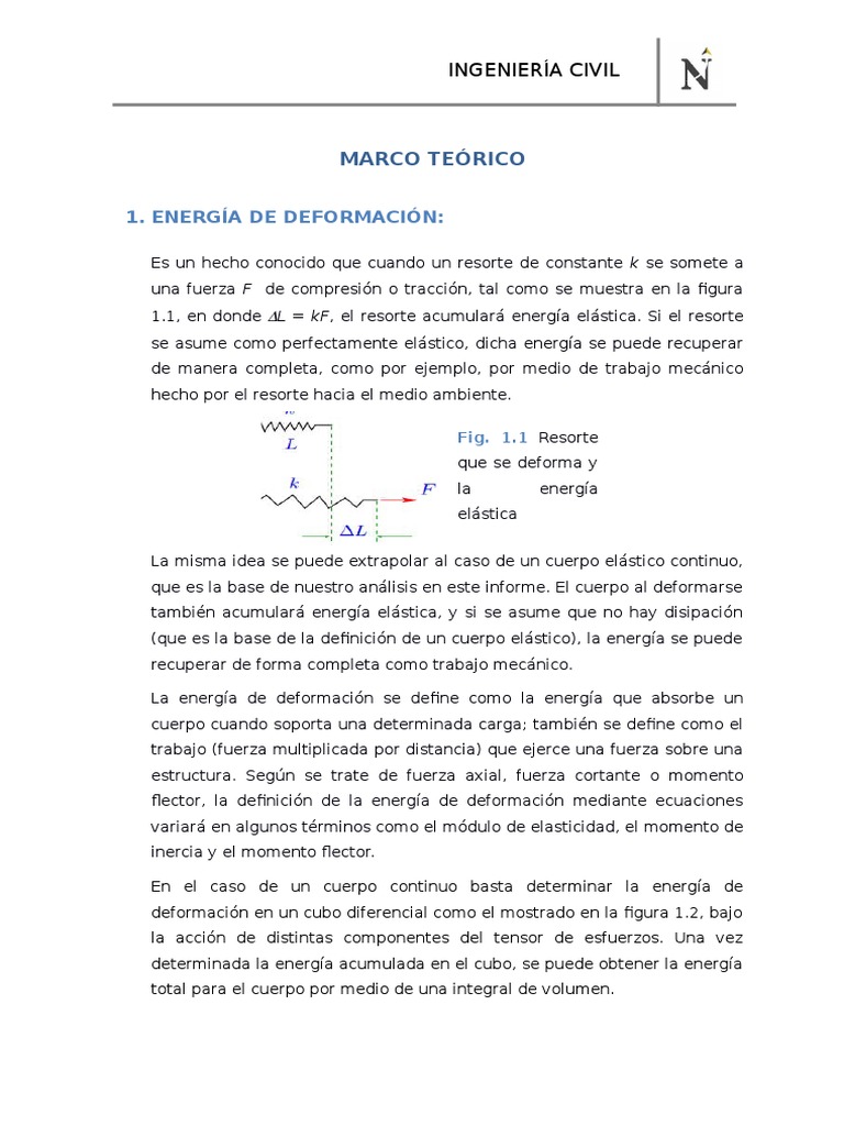 Energía de Deformación | PDF | Elasticidad (Física) | Deformación (ingeniería)