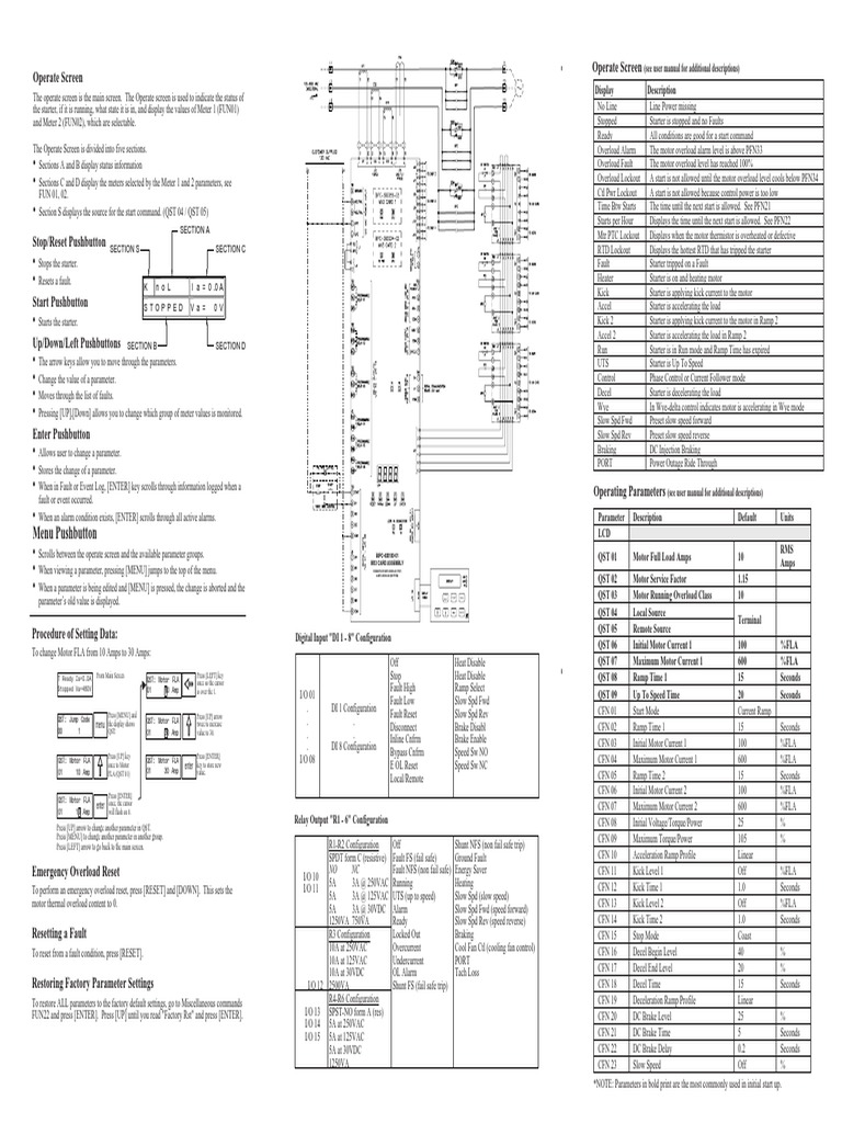 Benshaw Softstart MX2 Quickstart Reference Sheet PDF | PDF ...
