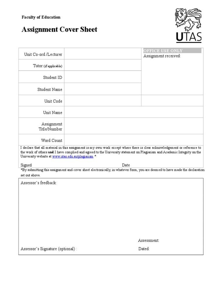 Assignment Cover Sheet: Faculty of Education | PDF