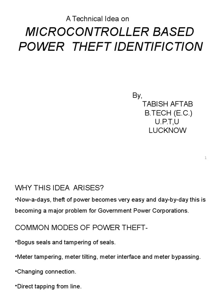 MicroController Based Power Theft Identification. | PDF ...