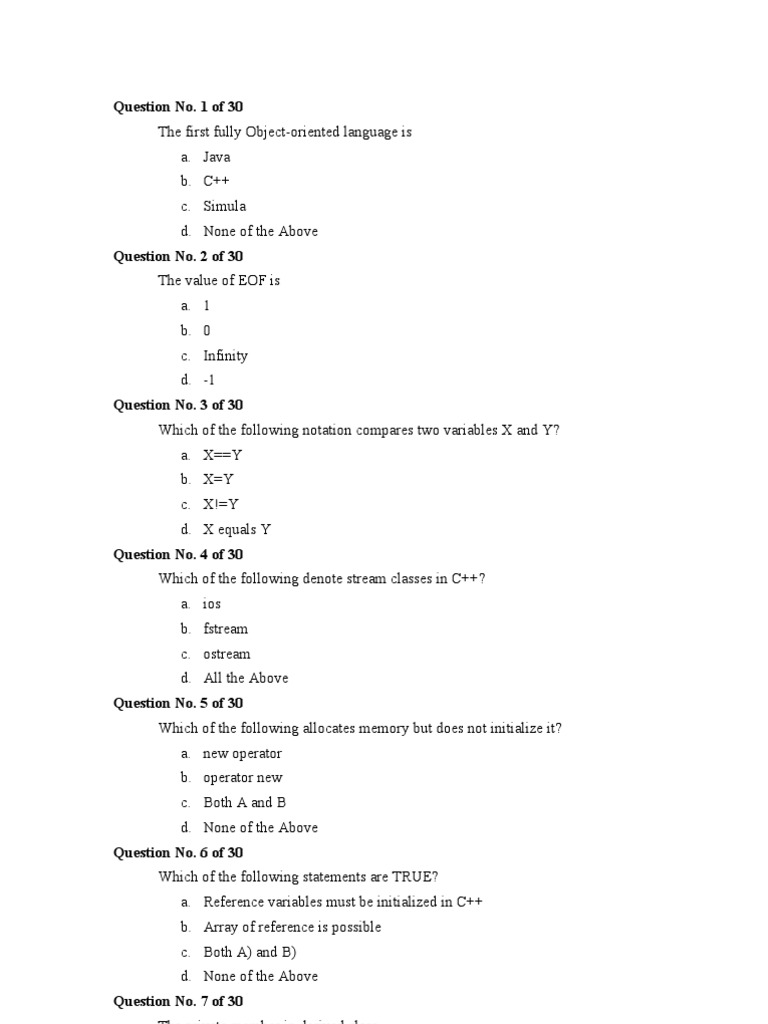 C Question Paper 1 C Constructor Object Oriented