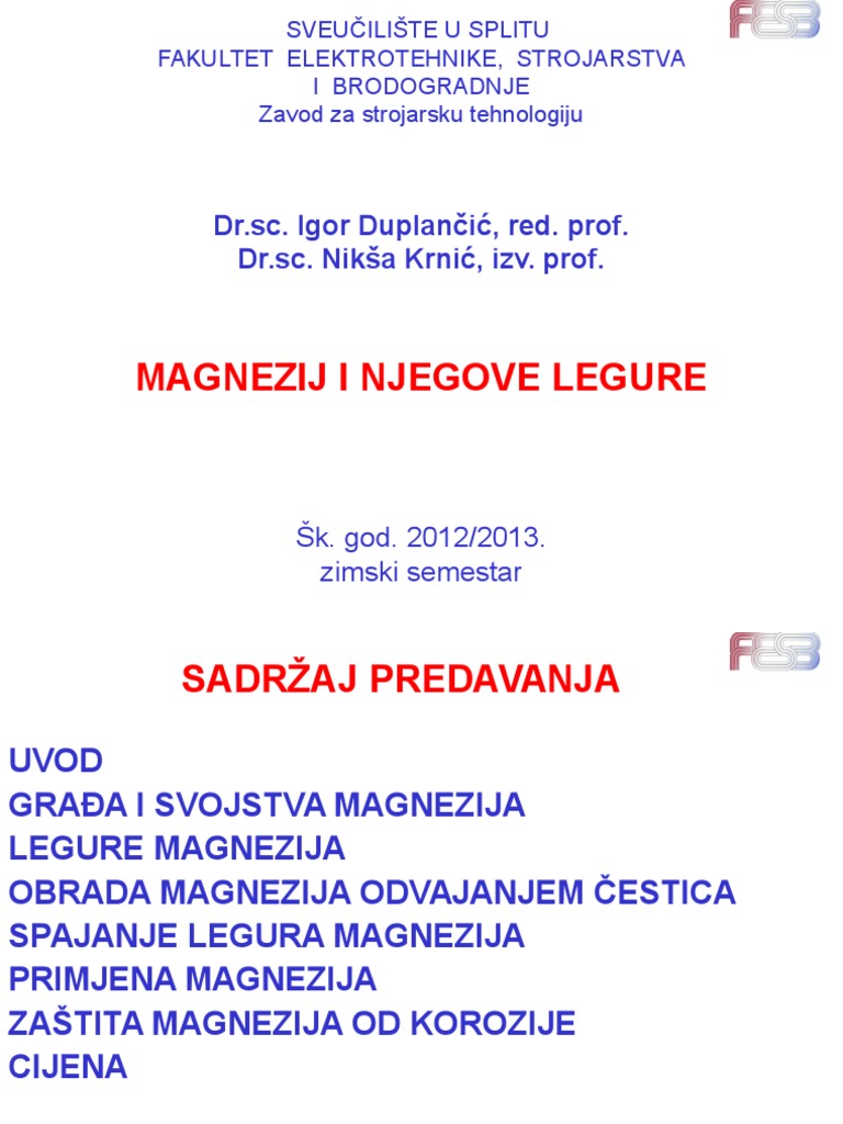 Materijali 3 Laki Metali Magnezij | PDF