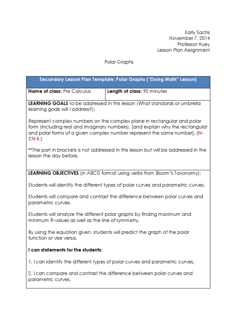 Lesson Plan With Reflection | PDF | Trigonometric Functions | Sine