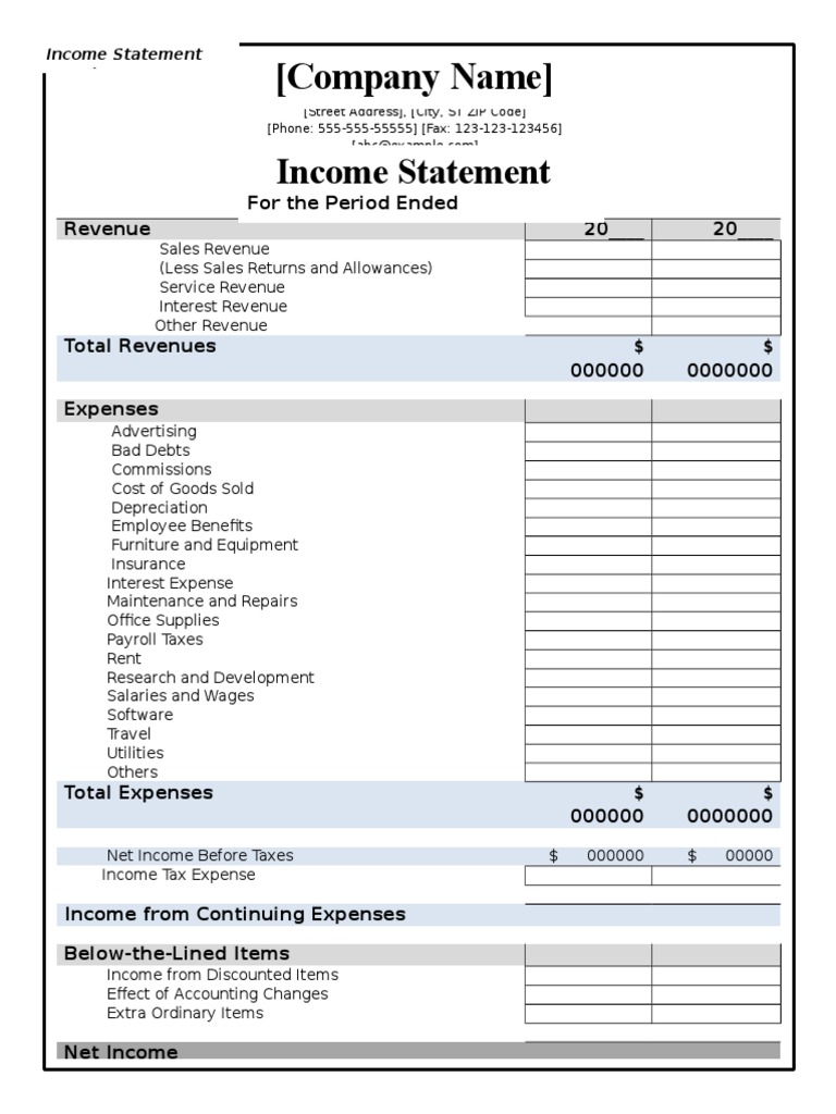 Income Statement Template | PDF