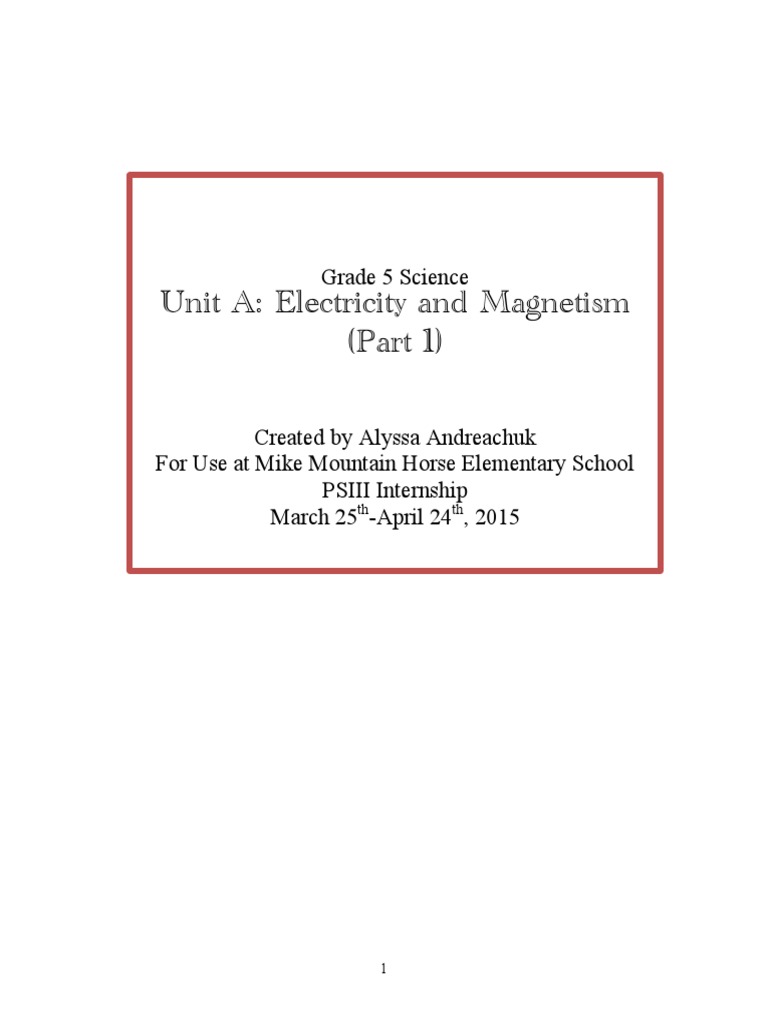 Grade 5 Electricity and Magnetism Unit | PDF | Electricity | Electric ...
