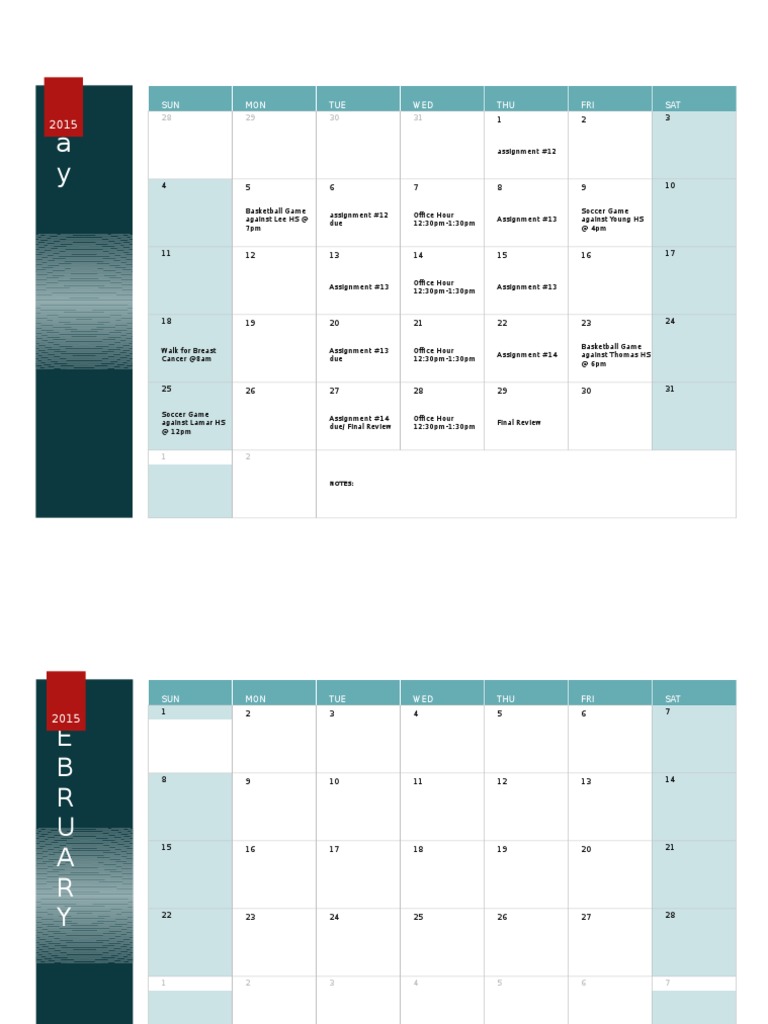 2015 Academic Calendar and Events | PDF