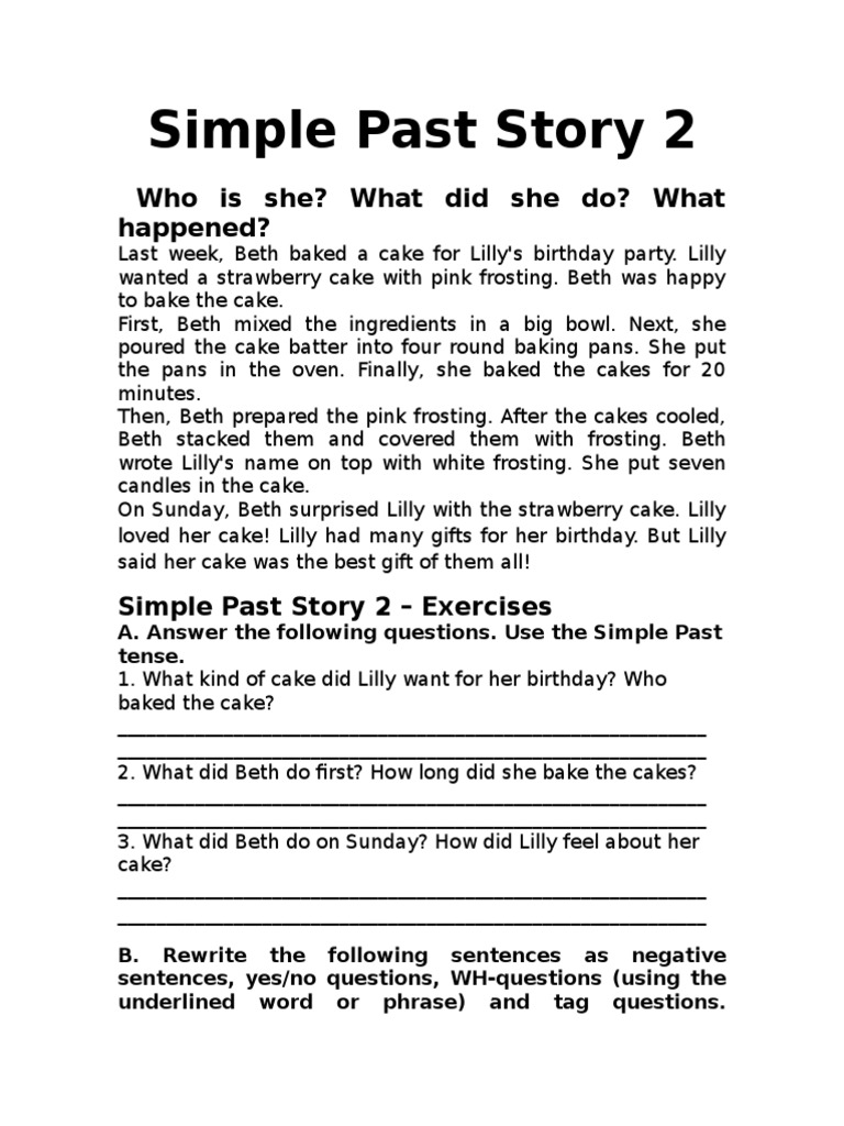 Simple Past Story 2 | PDF