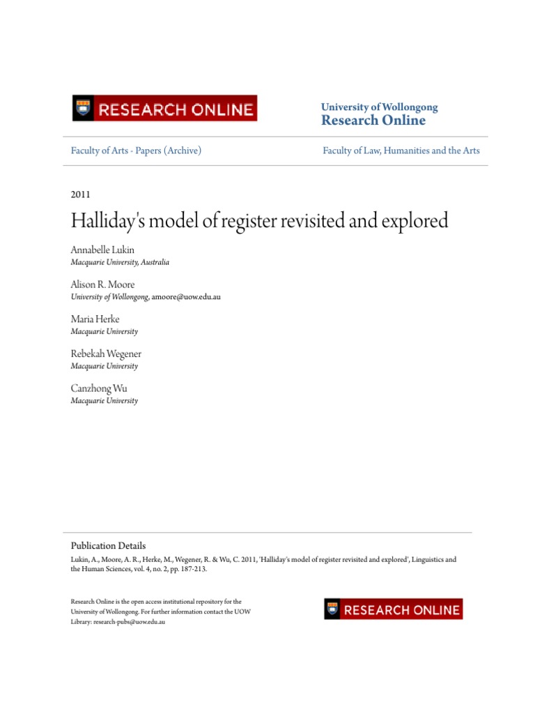 Halliday's Register | PDF | Semantics | Human Communication