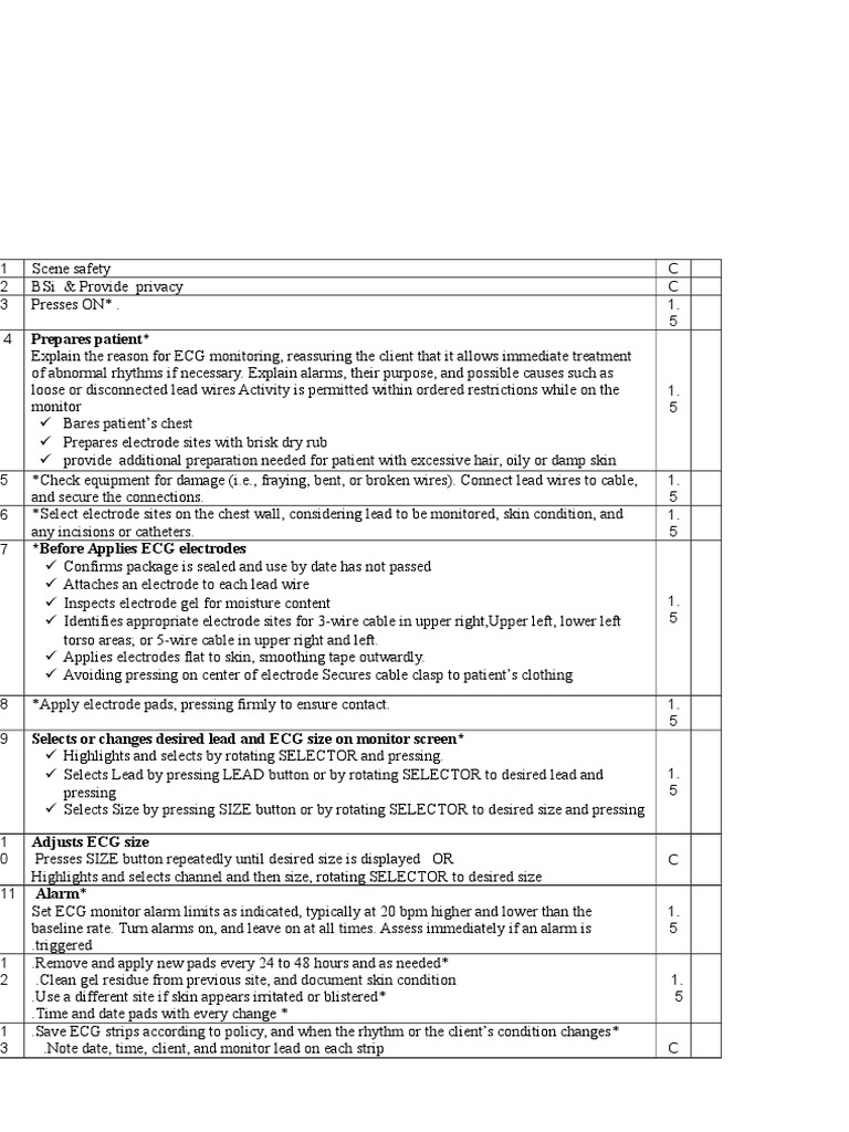 Cardiac Monitoring checklist.doc | Electrocardiography | Infants