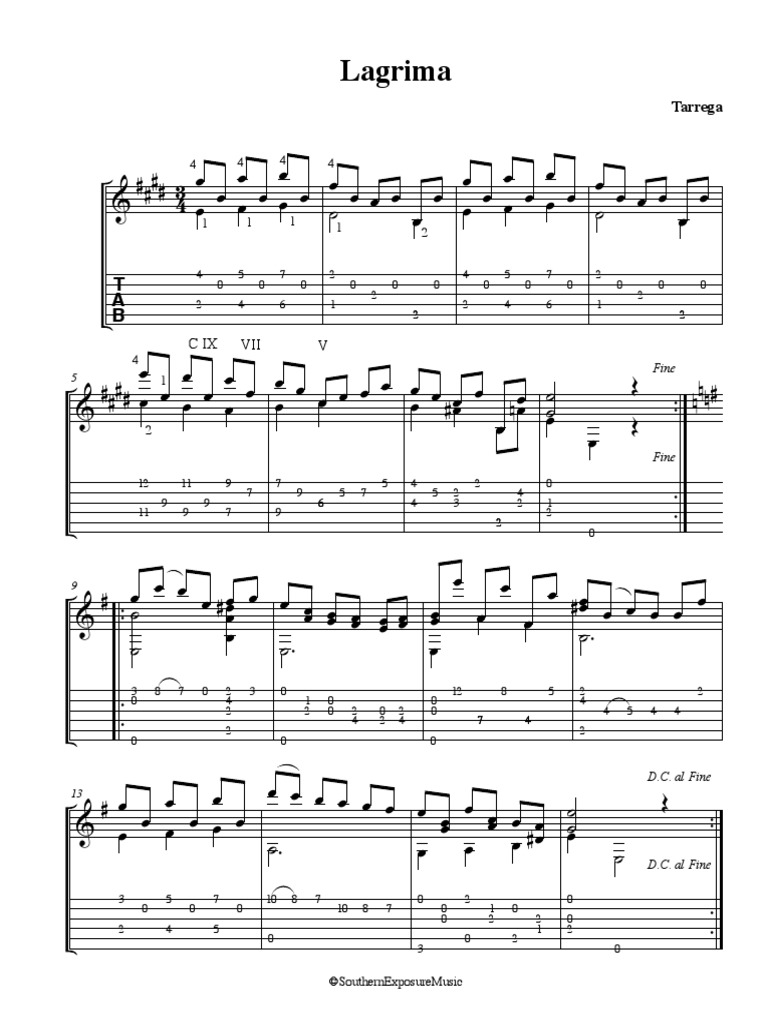 Classical Lagrima TABS | PDF