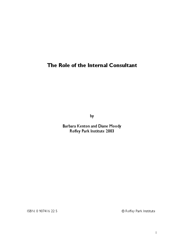 The Role of The Internal Consultant Booklet | PDF | Consultant ...
