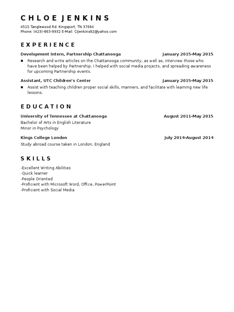 Chloe Jenkins Resume | PDF