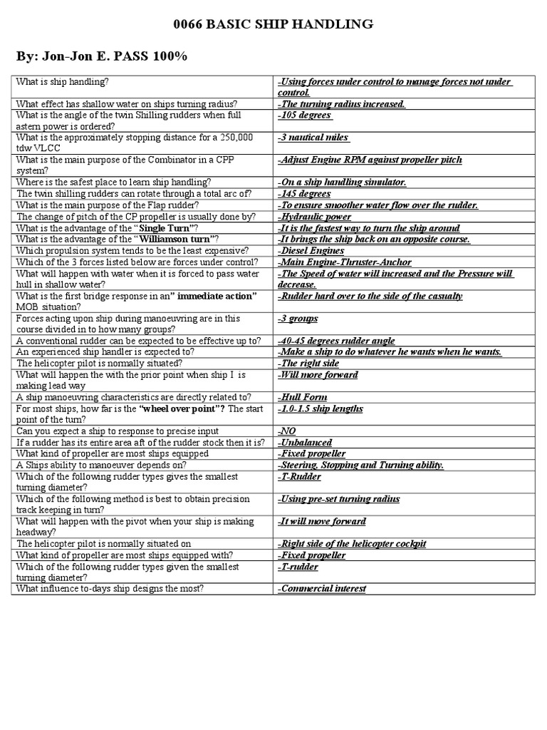 Basic Ship Handling | PDF | Ships | Propeller