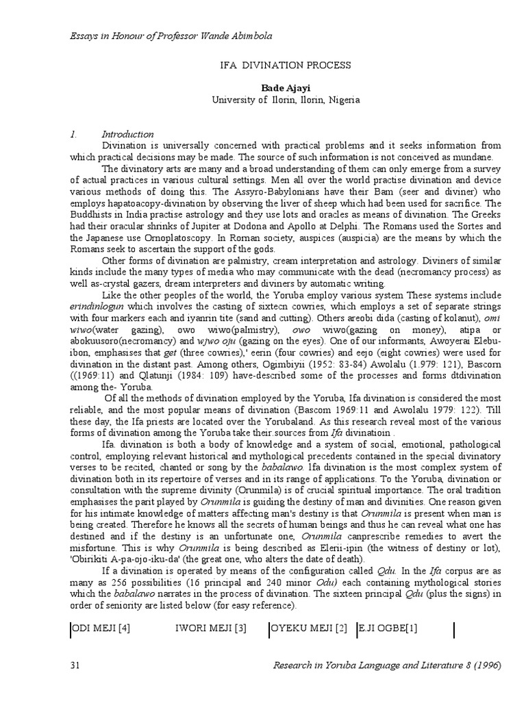 Ifa Divination Process | PDF | Divination | Oracle