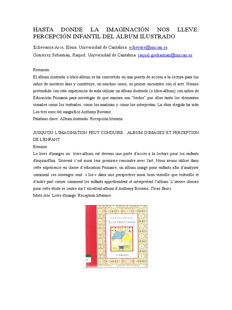 Los Tres Osos. A. Browne | PDF | Imagen | Las emociones