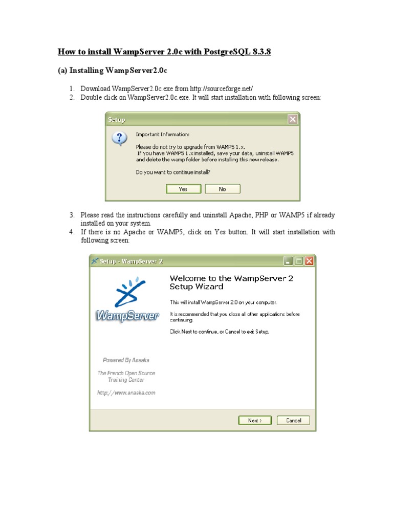 Installing WampServer2.0c With PostgreSQL | PDF | Php | Icon (Computing)