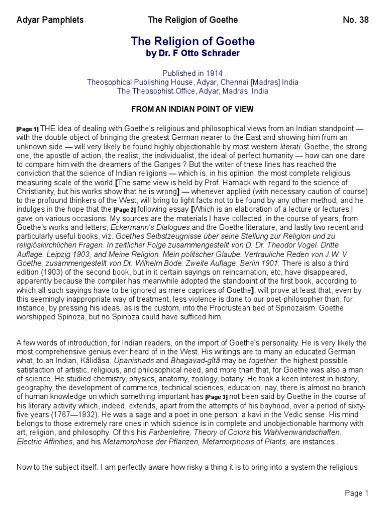 The Religion of Goethe | PDF | Idealism | Pantheism