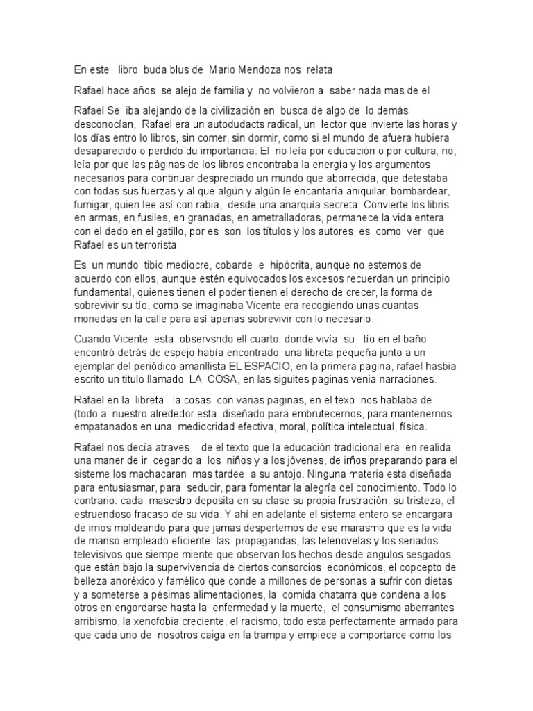 Buda Blus de Mario Mendoza | PDF | Ficción general