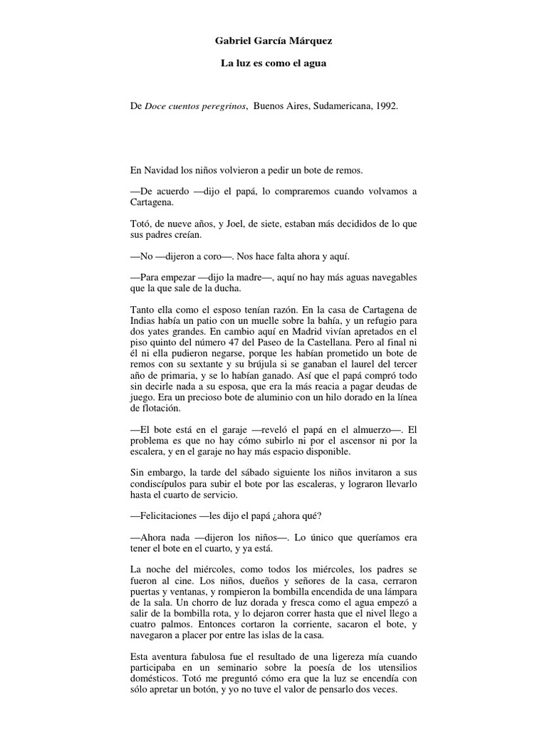 Gabriel Garcia Marquez-La Luz Es Como El Agua | PDF